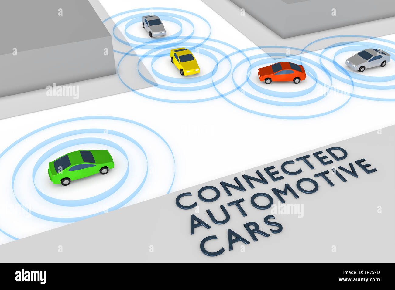 3D computer graphic, symbolic intelligent communication among vehicles Stock Photo - Alamy