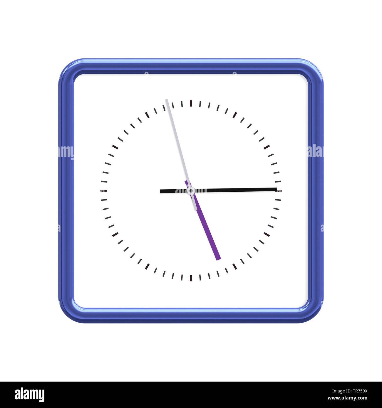 clock with blue margin against white background Stock Photo - Alamy