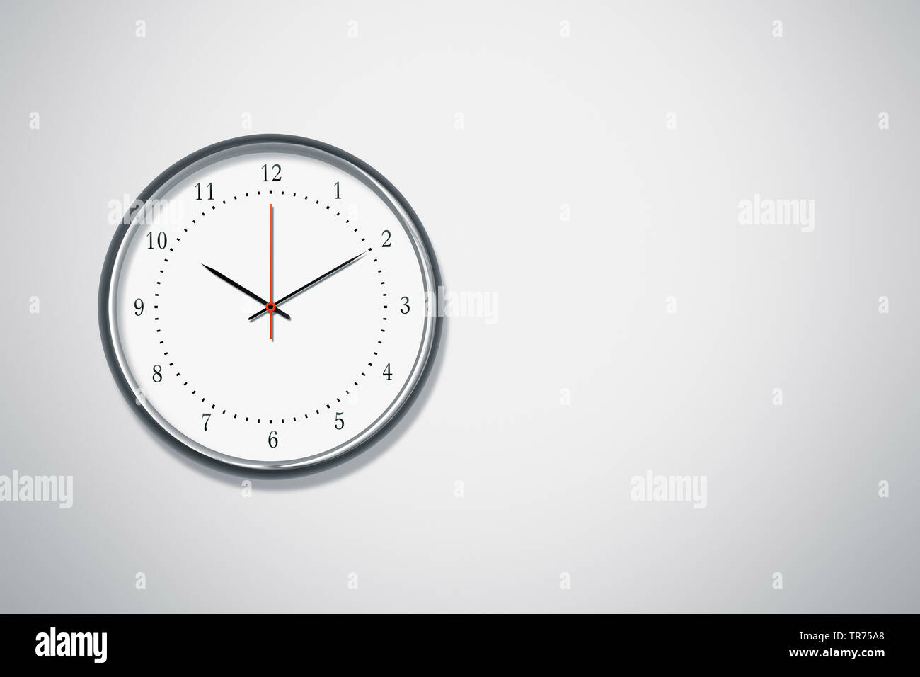 round clock against grey background, 10 after 2 o'clock Stock Photo - Alamy
