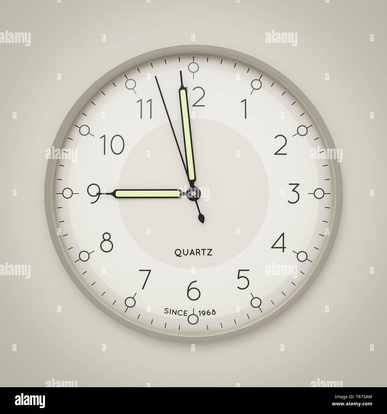 clock against grey background, 3 to 9 o'clock Stock Photo - Alamy