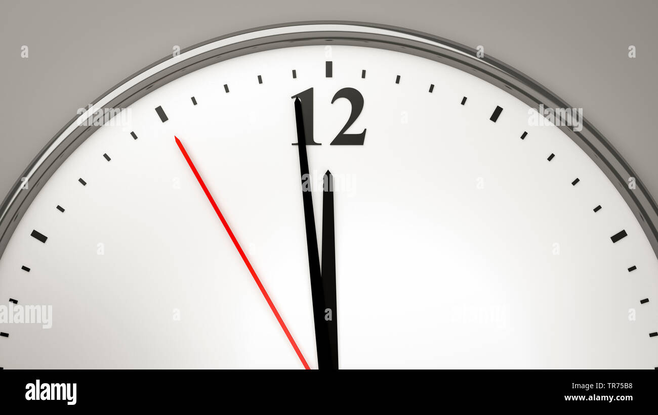 white clock just 1 before 12 o'clock Stock Photo - Alamy