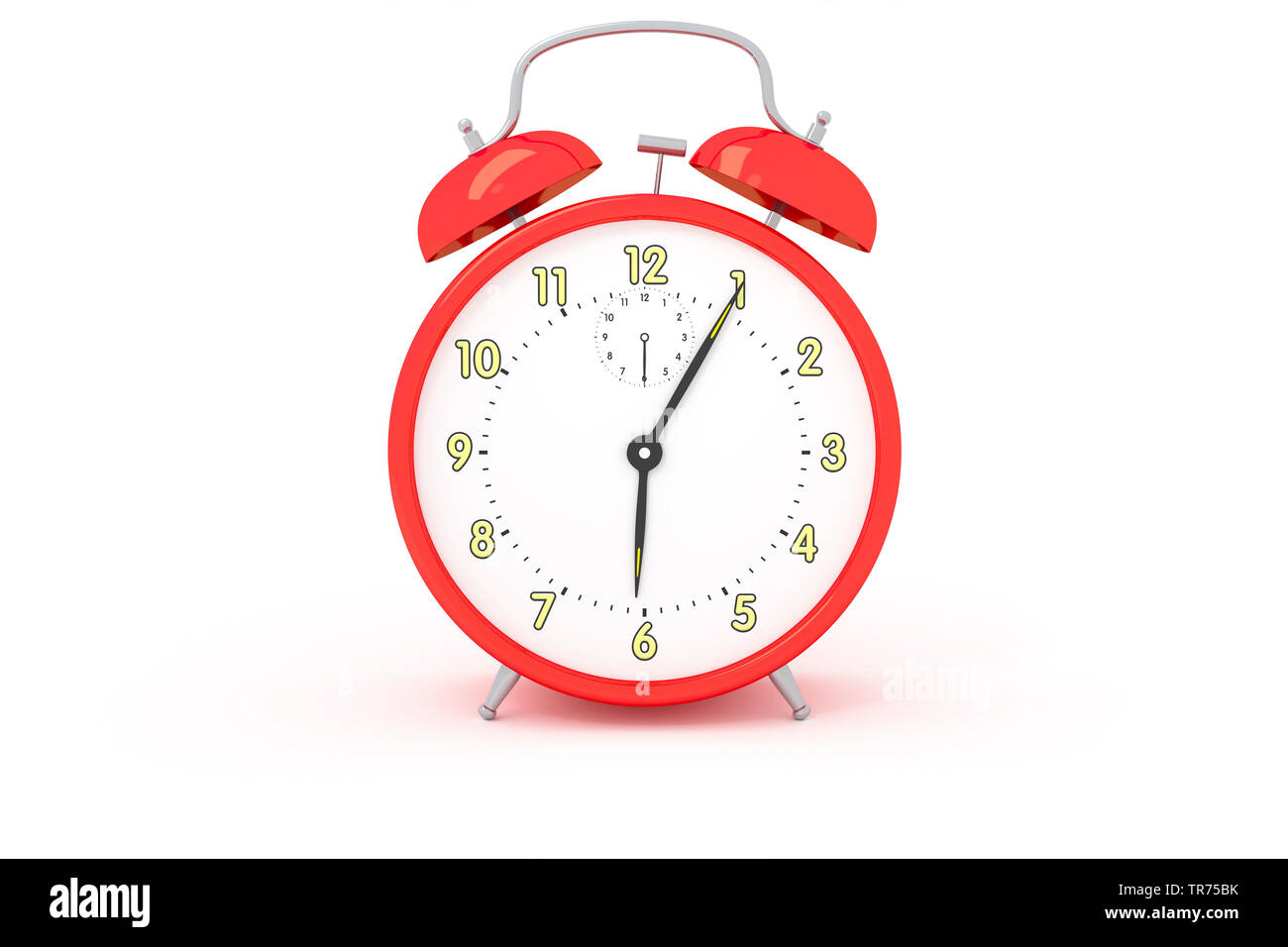 red alarm bell, cutout just after 6 o'clock Stock Photo - Alamy