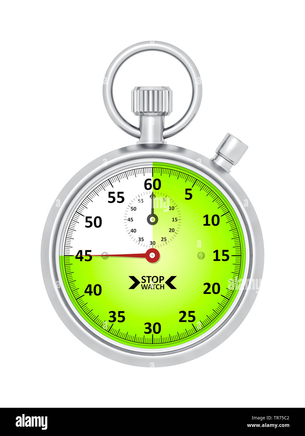 silver stopclock, cutout, 45 seconds Stock Photo - Alamy