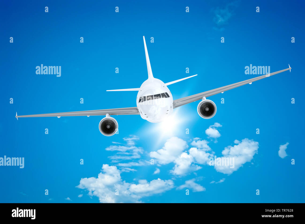 airplane in the blue sky, computer graphik Stock Photo - Alamy