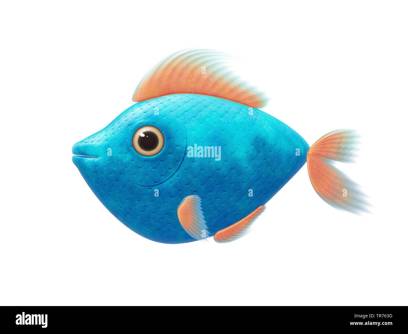 2D illustration cartoon of a turquoise fish Stock Photo - Alamy