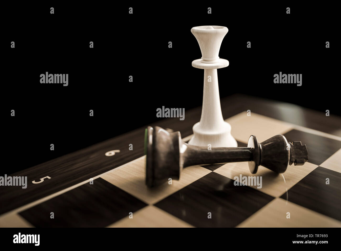 3d illustration of a chess game checkmate Stock Photo - Alamy