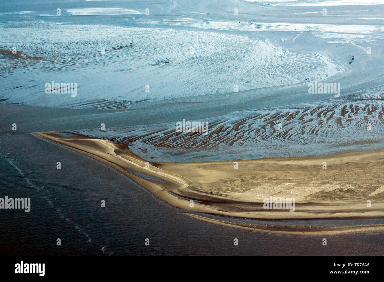 coastal landscape at the North Sea, aerial photo, Netherlands Stock ...