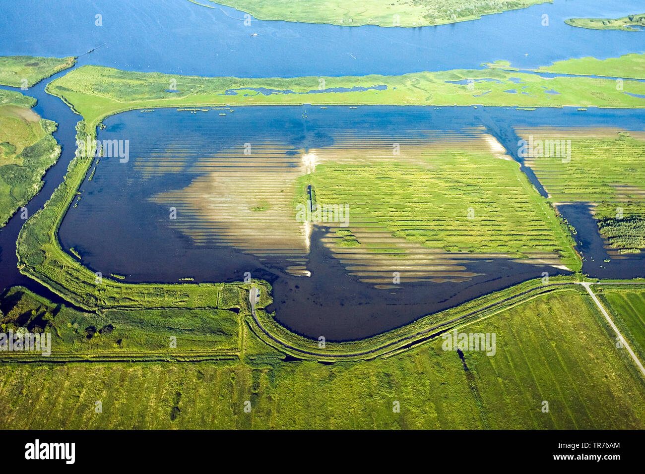 coastal landscape at the North Sea, aerial photo, Netherlands Stock ...