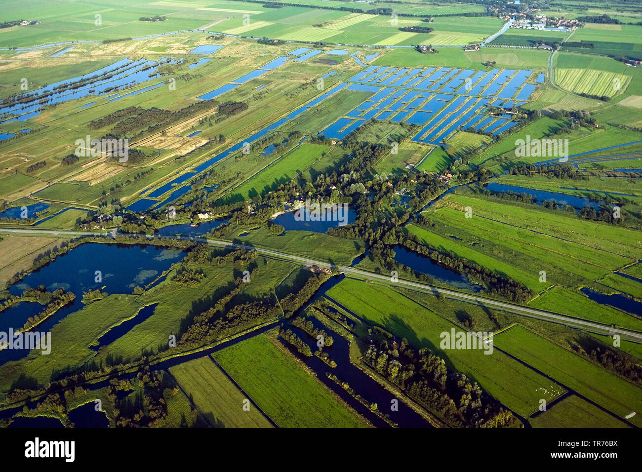 field landscape with ditches, aerial photo, Netherlands Stock Photo - Alamy