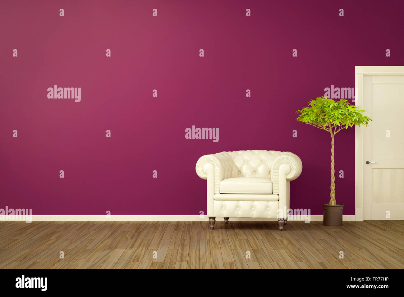 3D computer graphic, Interior design with armchair in white color ...