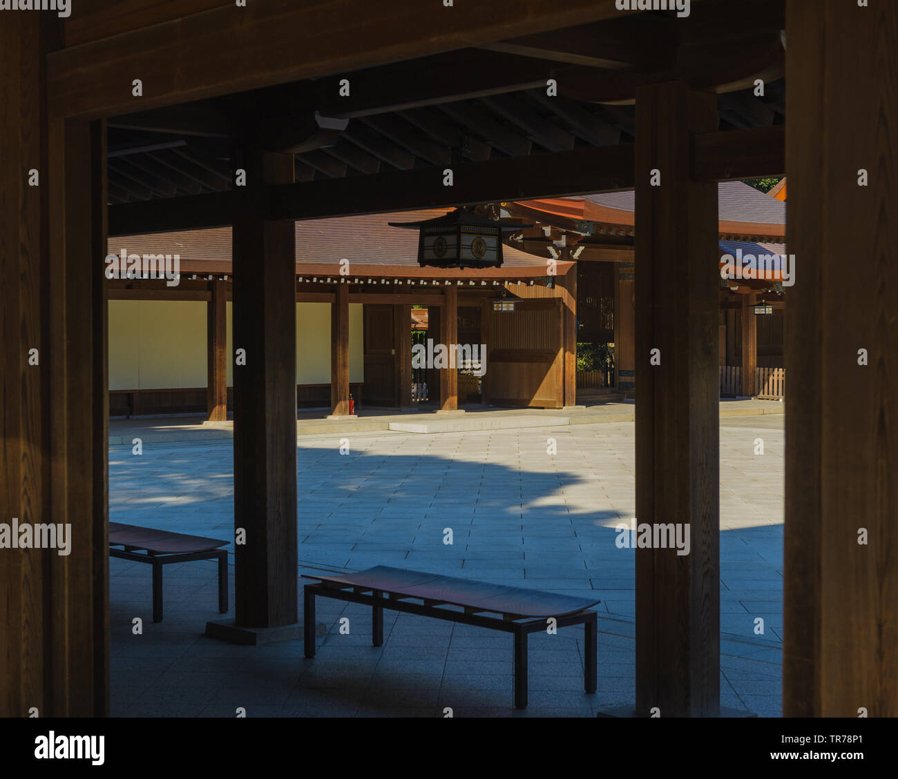 Entrence are of Meiji Shrines (Meiji-Jingu) mein building or inner ...