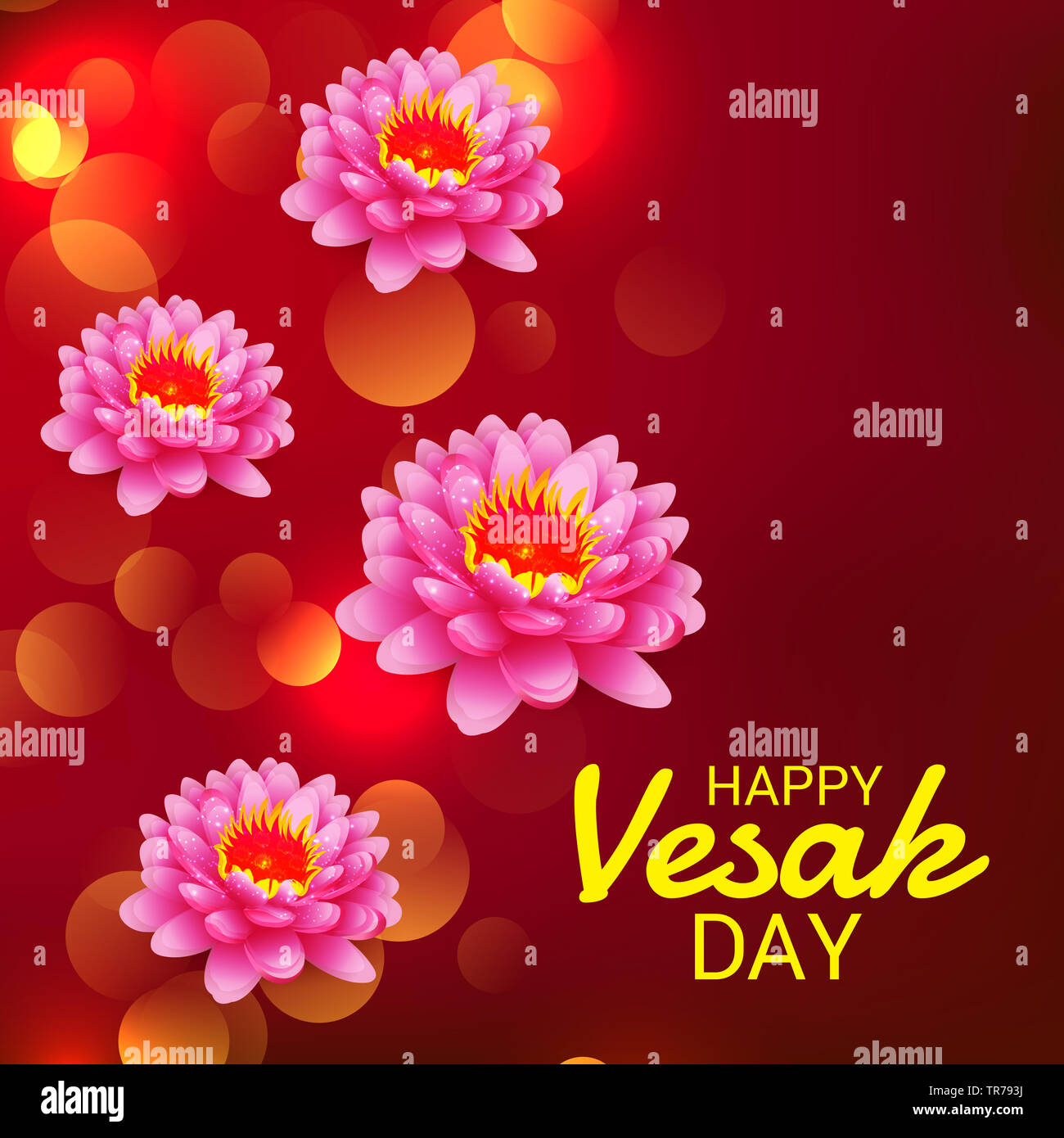 Vector illustration of a Banner for Vesak Day with Pink Lotus Flower ...