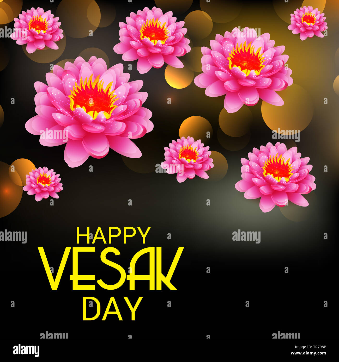 Vector illustration of a Banner for Vesak Day with Pink Lotus Flower ...