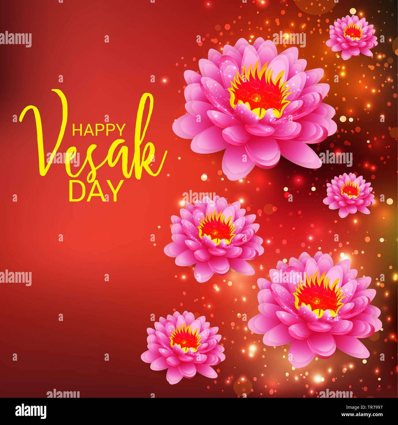 Vector illustration of a Banner for Vesak Day with Pink Lotus Flower ...
