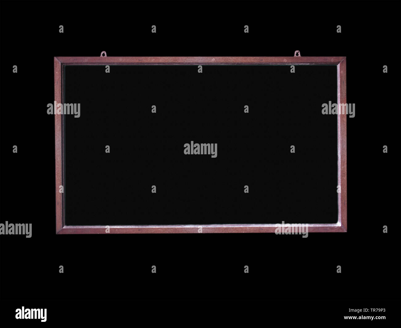 Blank blackboard background in wooden frame on a black background Stock ...