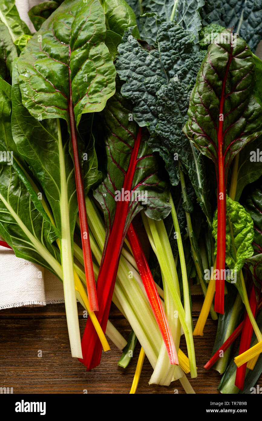 Harvest of swiss chard, food above Stock Photo - Alamy