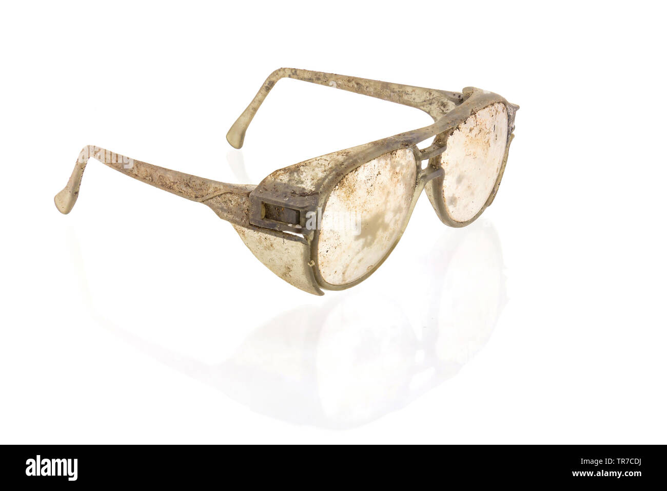 old plastic glasses isolated on a white background Stock Photo - Alamy