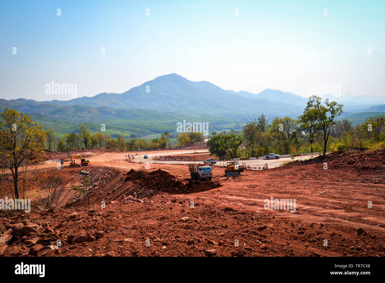 Road construction equipment and road Repair machine digging at the ...