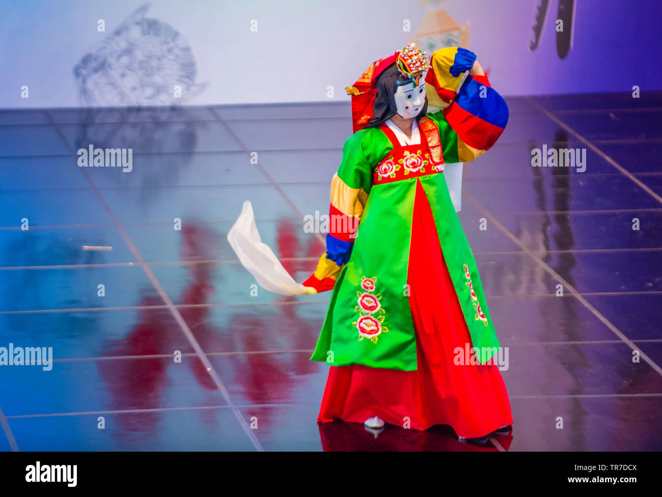 Korean folk dancer perform at the Maskdance festival in Andong South ...