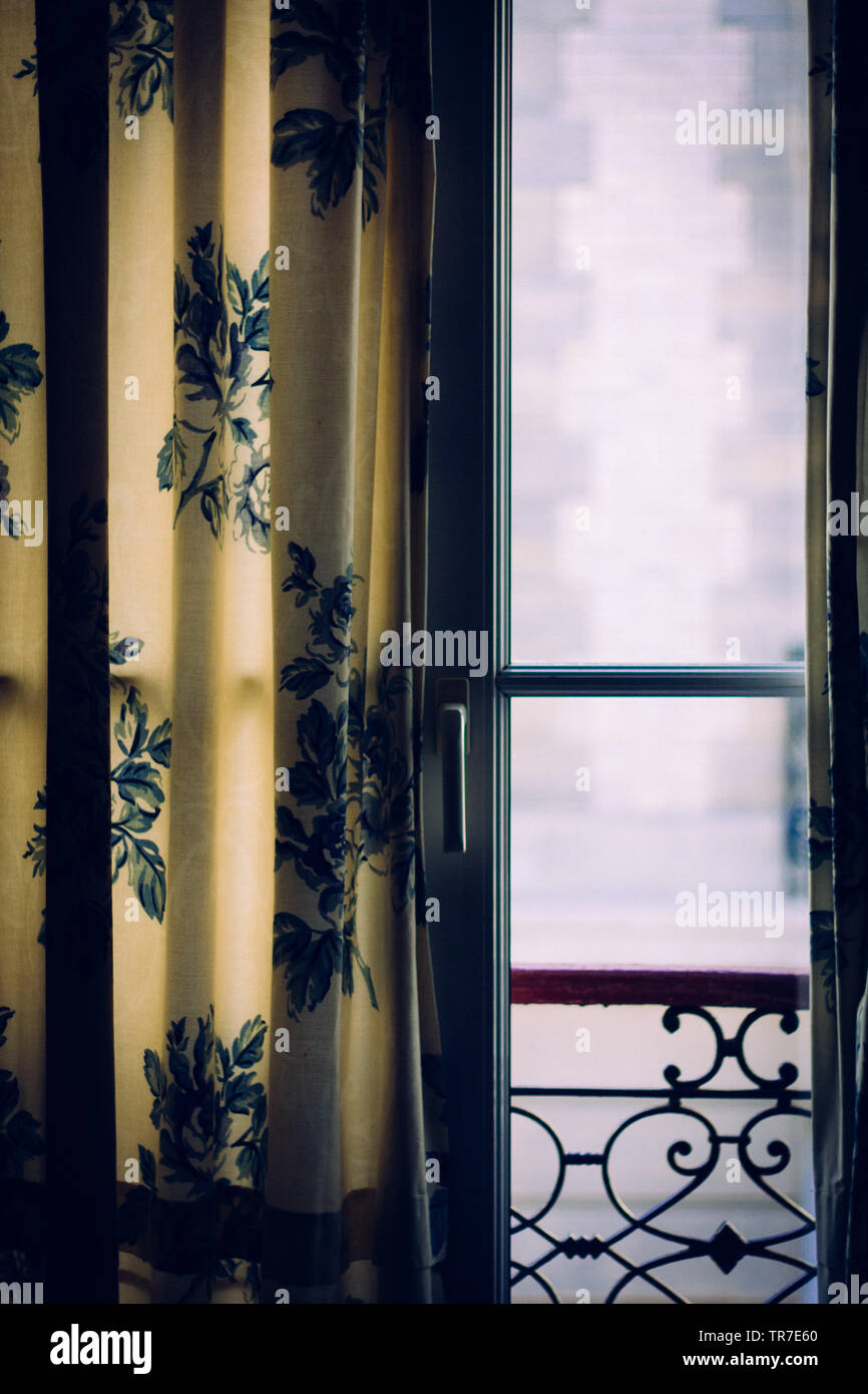 Interior shot of French windows, Paris, France Stock Photo - Alamy