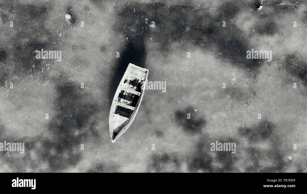 Overhead aerial view of boat Stock Photo - Alamy