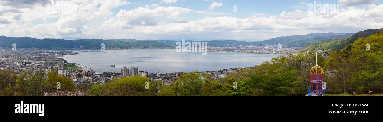Landscape of Lake Suwa and Suwa City in Nagano, Japan Stock Photo - Alamy