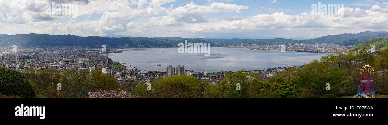 Landscape of Lake Suwa and Suwa City in Nagano, Japan Stock Photo - Alamy