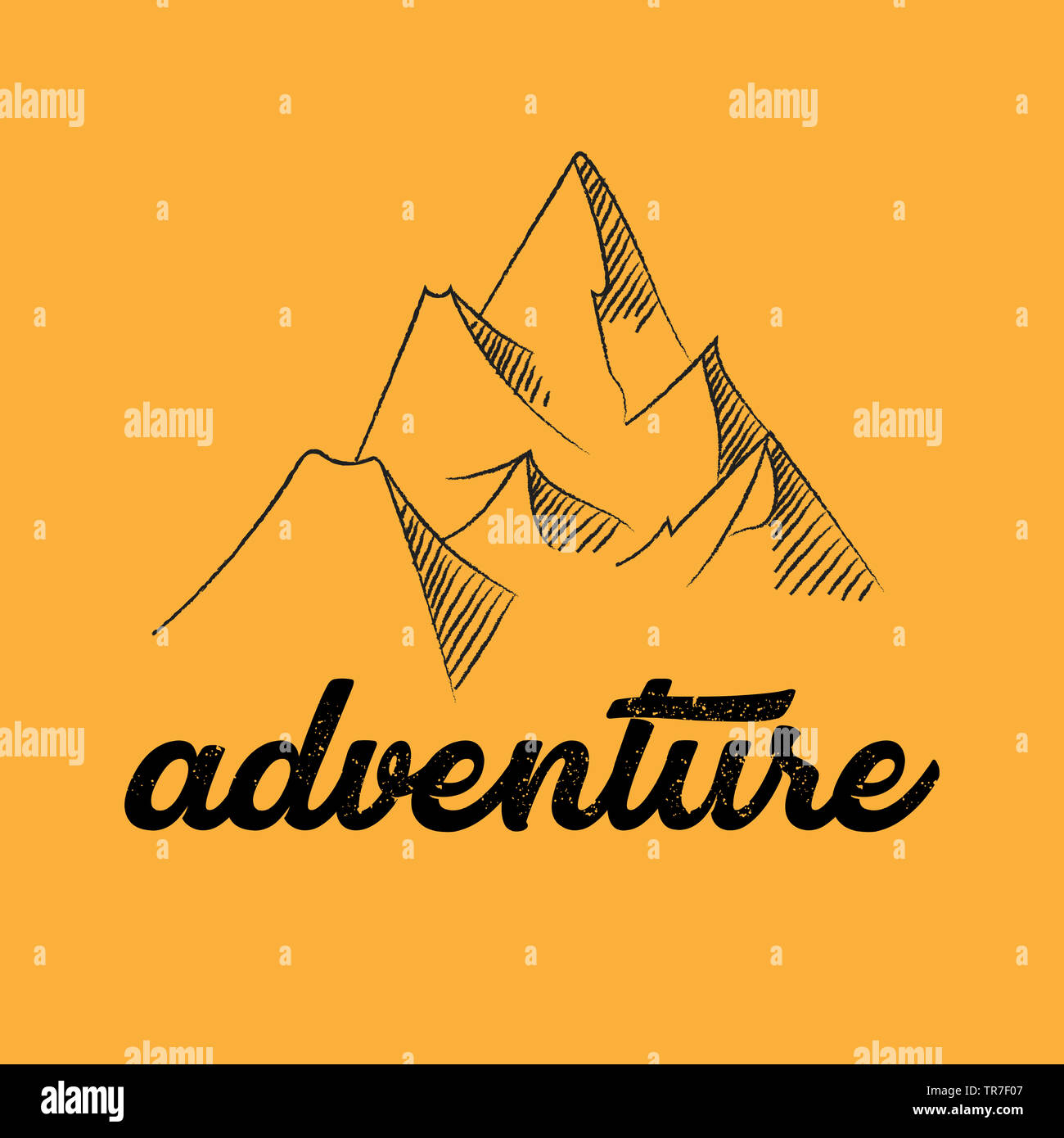Line drawing of mountains and adventure concept Stock Photo - Alamy