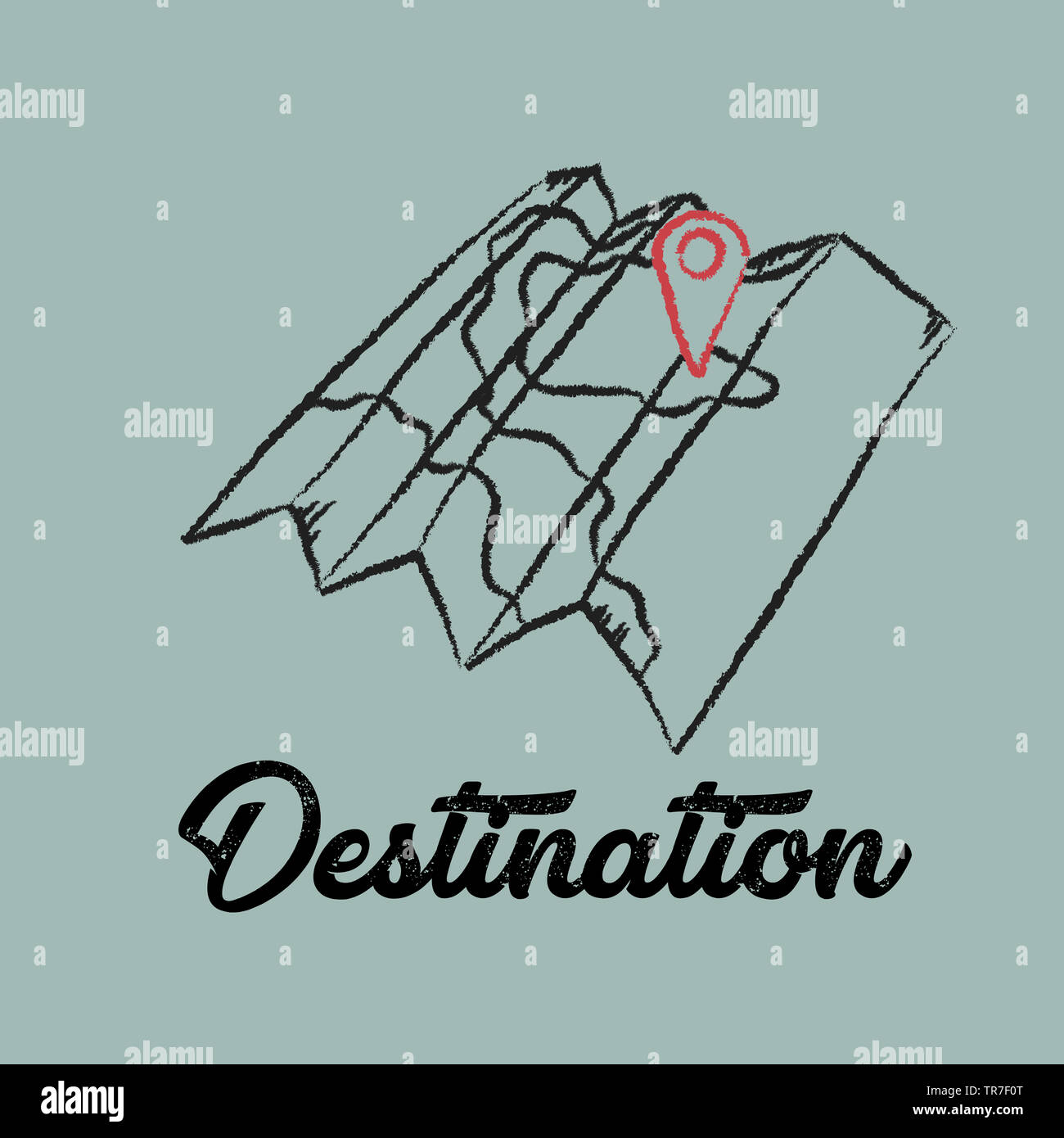 Line drawing of travel destination map Stock Photo - Alamy