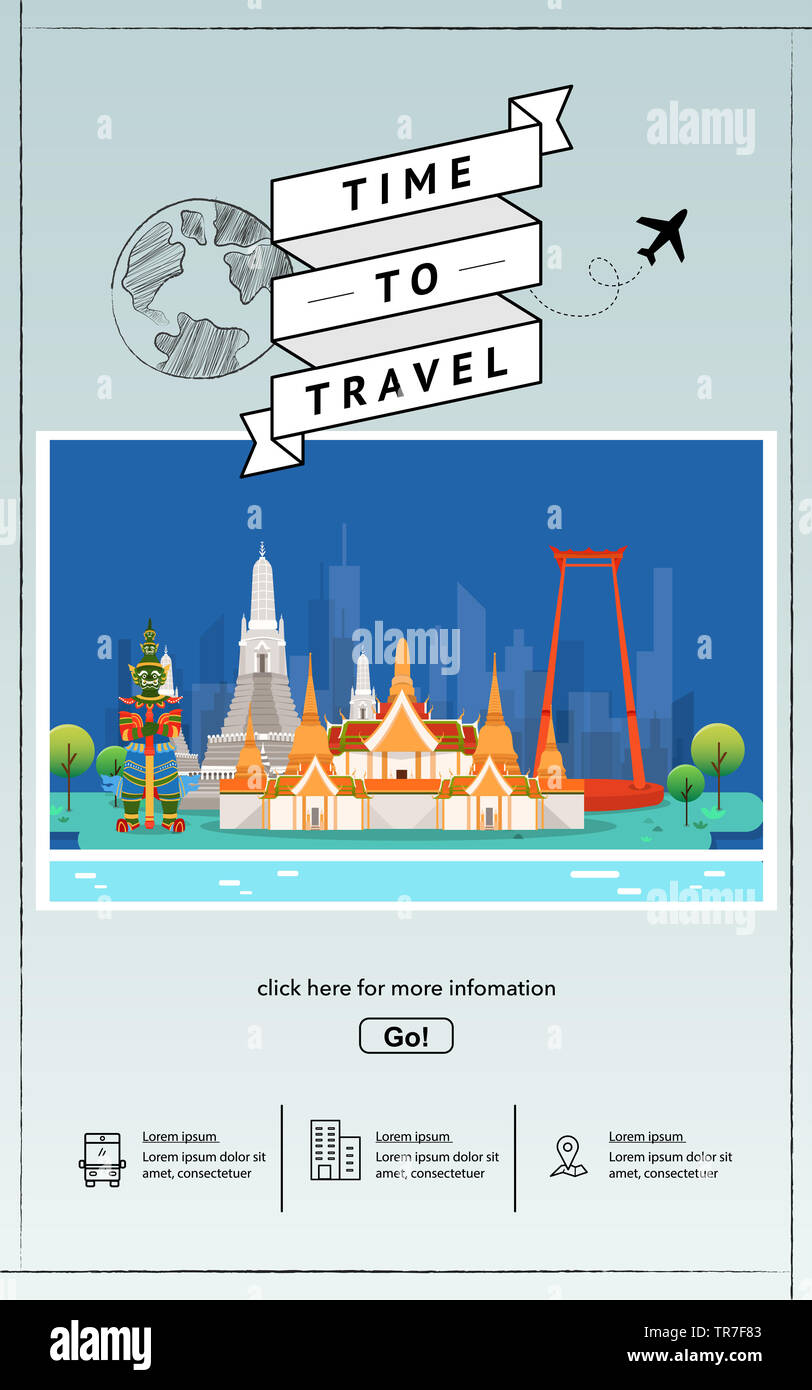 Infographic tourist attraction landmarks in Thailand illustration ...