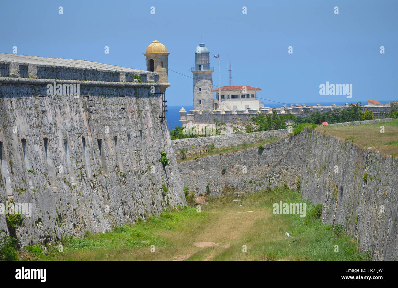 Morro Fortress in Havana Bay, an example of Spanish colonial defensive ...