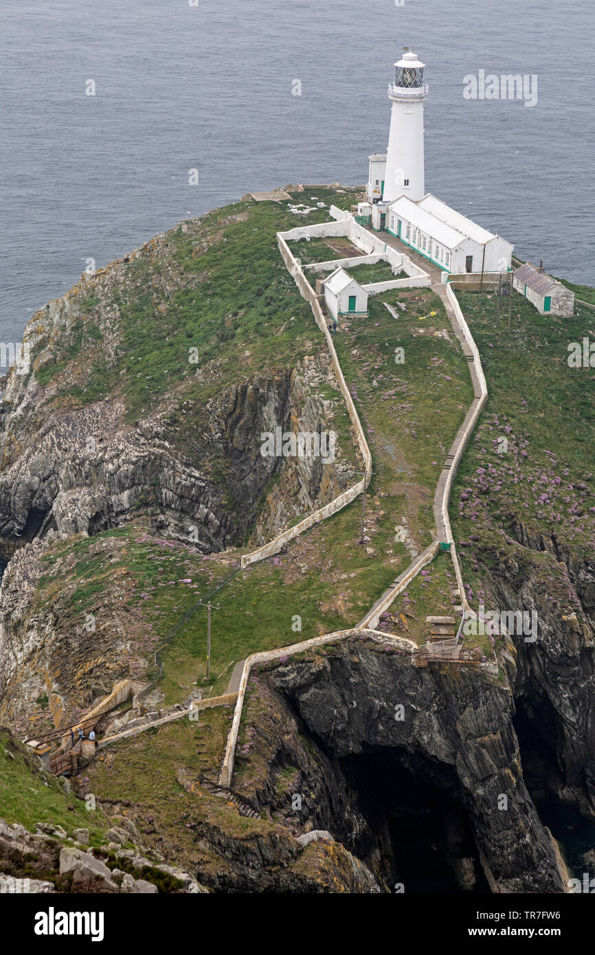 South Stack lighthouse on Holy Island, just off the North west coast of ...