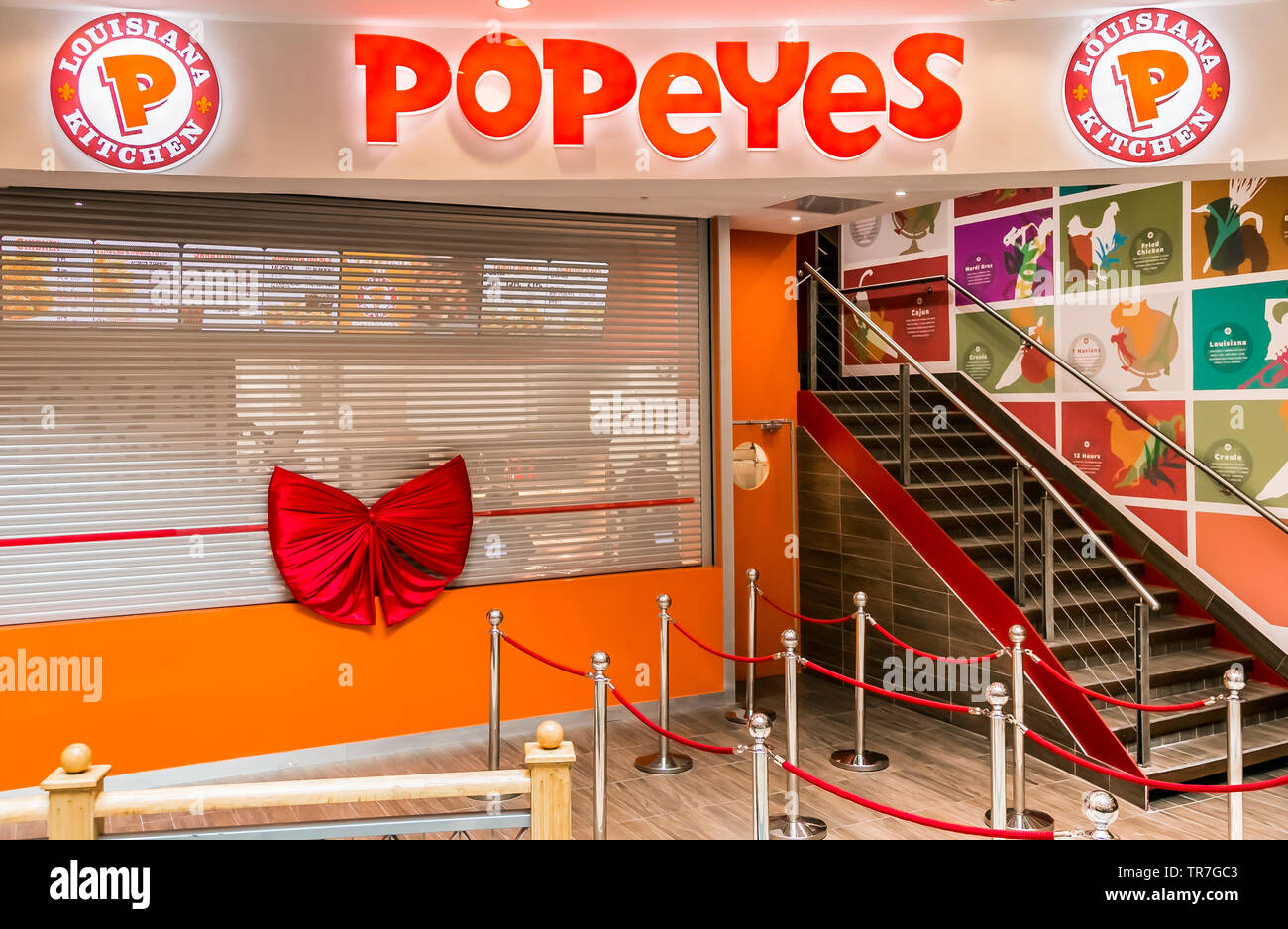 Johannesburg, South Africa - July 13 2017: Interior of a Popeyes Take ...