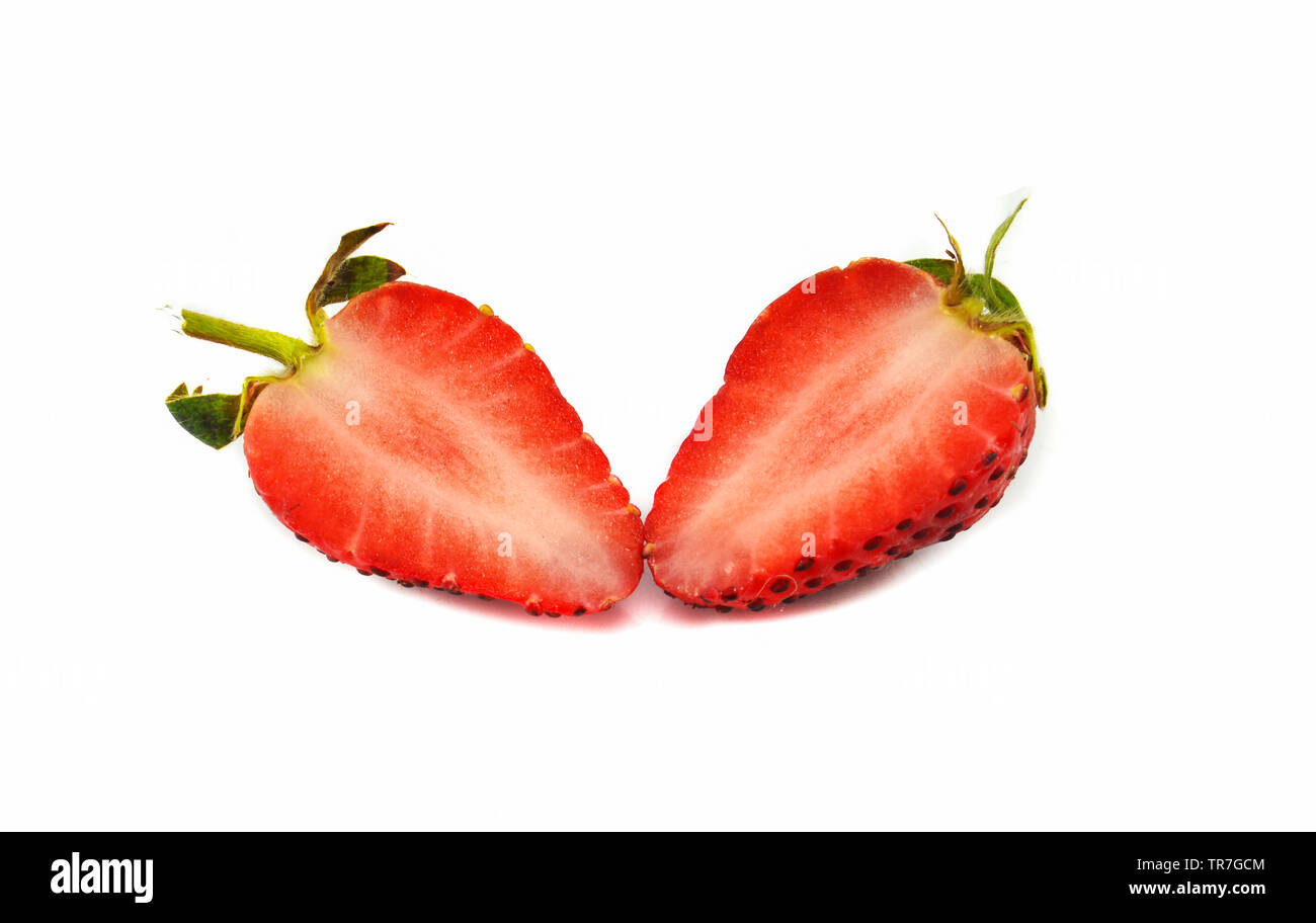 Strawberries isolated on white background / Fresh ripe strawberry slice ...