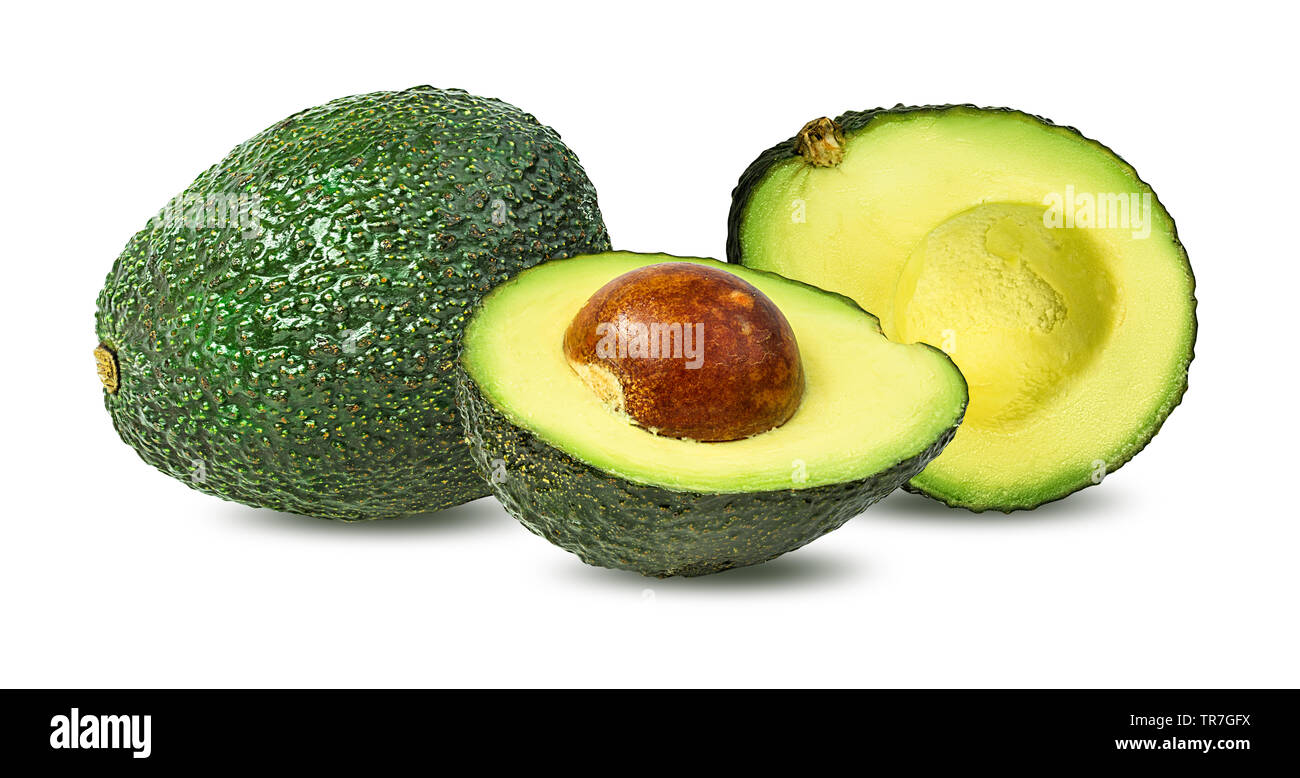 Fresh avocado fruits isolated on white background with clipping path ...