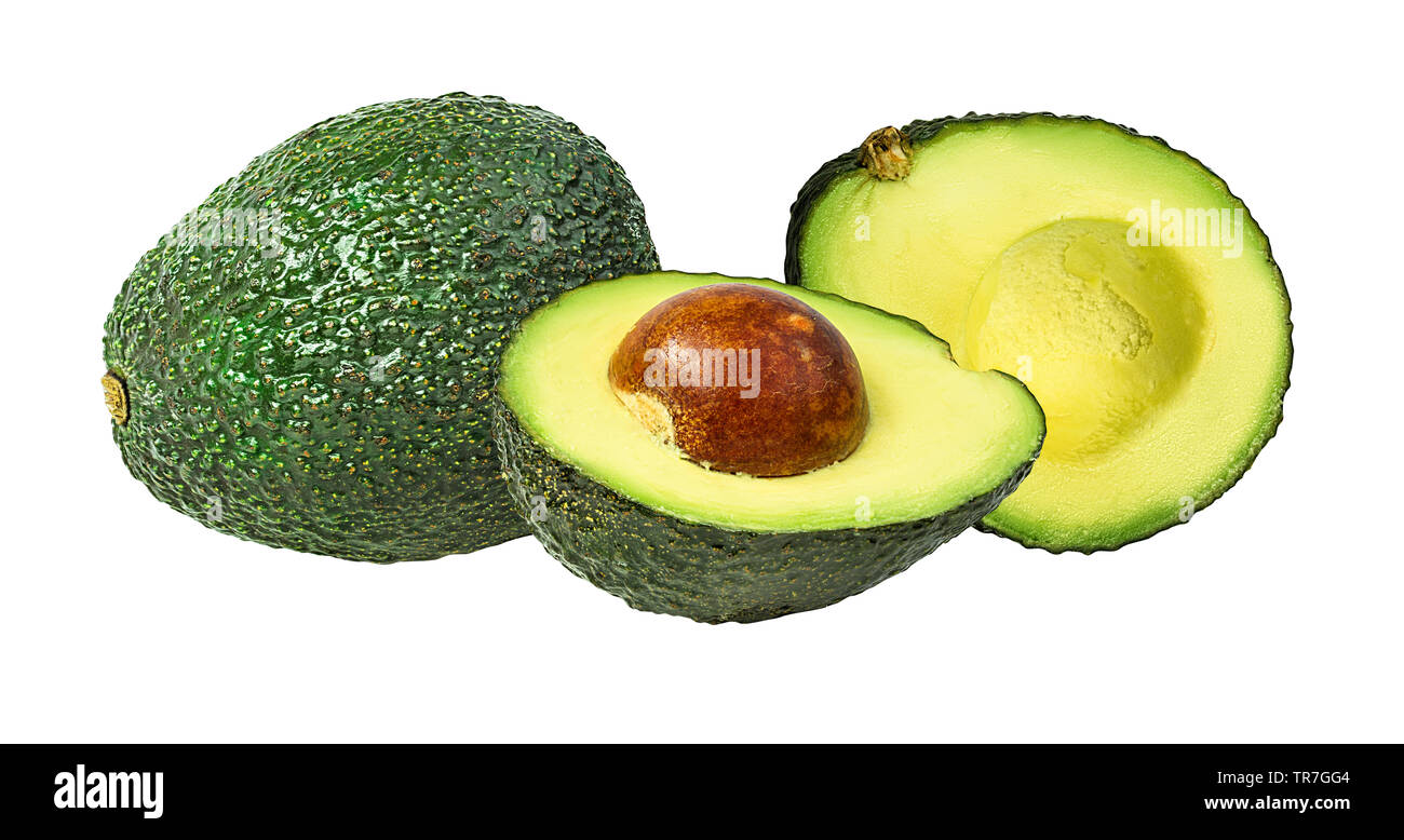 Fresh avocado fruits isolated on white background with clipping path ...