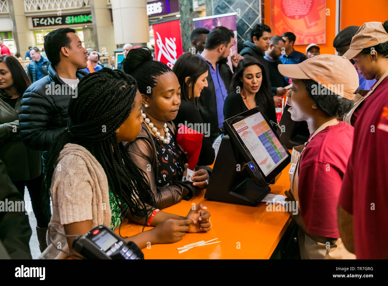 Johannesburg, South Africa - July 13 2017: Customers at a Popeyes Take ...