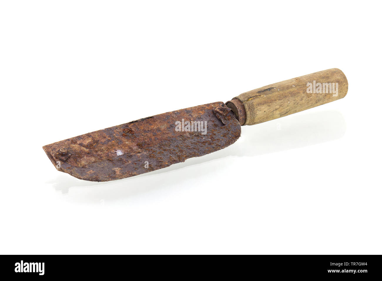Old rusty meat cleaver isolated on white background Stock Photo - Alamy