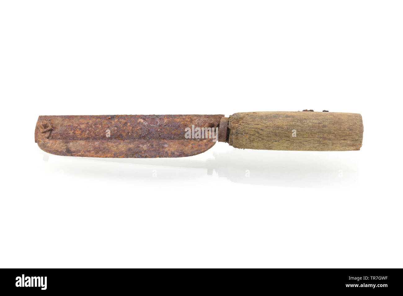 Old rusty meat cleaver isolated on white background Stock Photo - Alamy