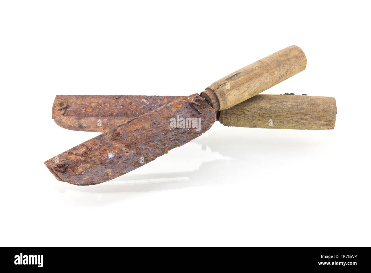 Old rusty meat cleaver isolated on white background Stock Photo - Alamy