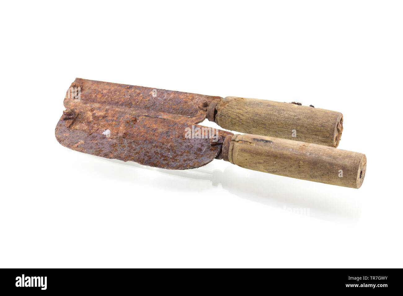 Old rusty meat cleaver isolated on white background Stock Photo - Alamy