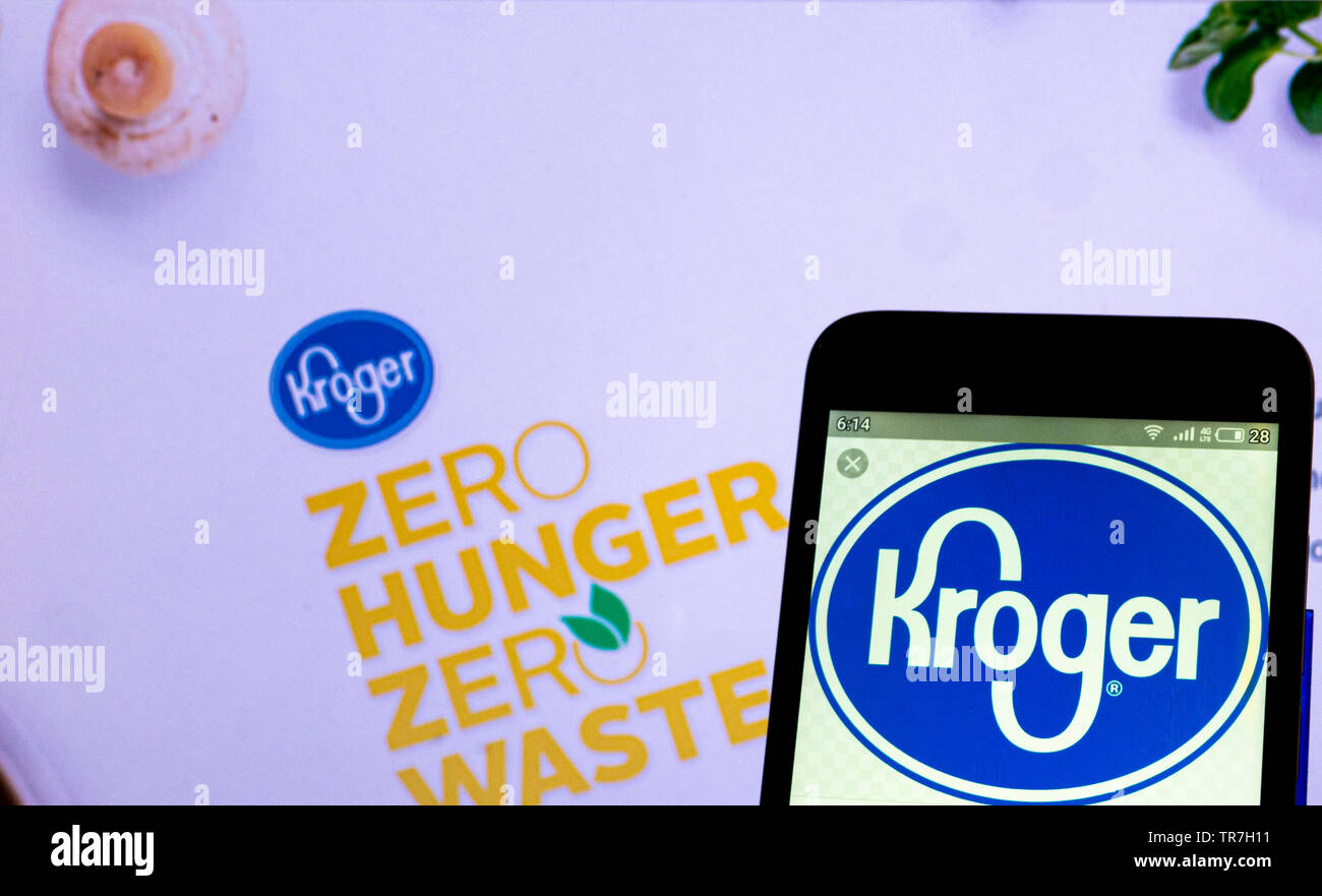 In this photo illustration The Kroger Co. logo is seen displayed on a ...