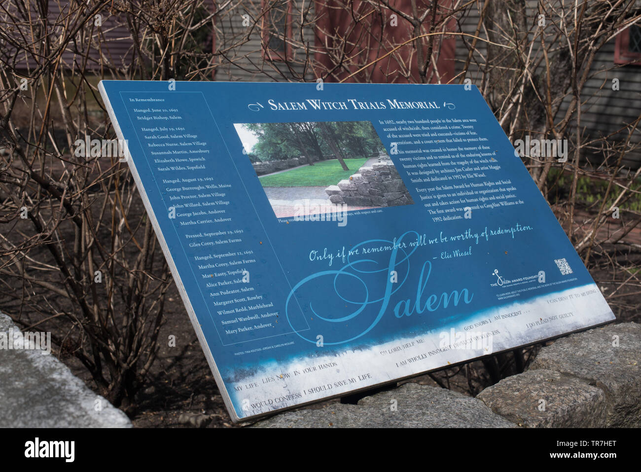 Salem witch trials memorial in Historic coastal city of Salem in ...