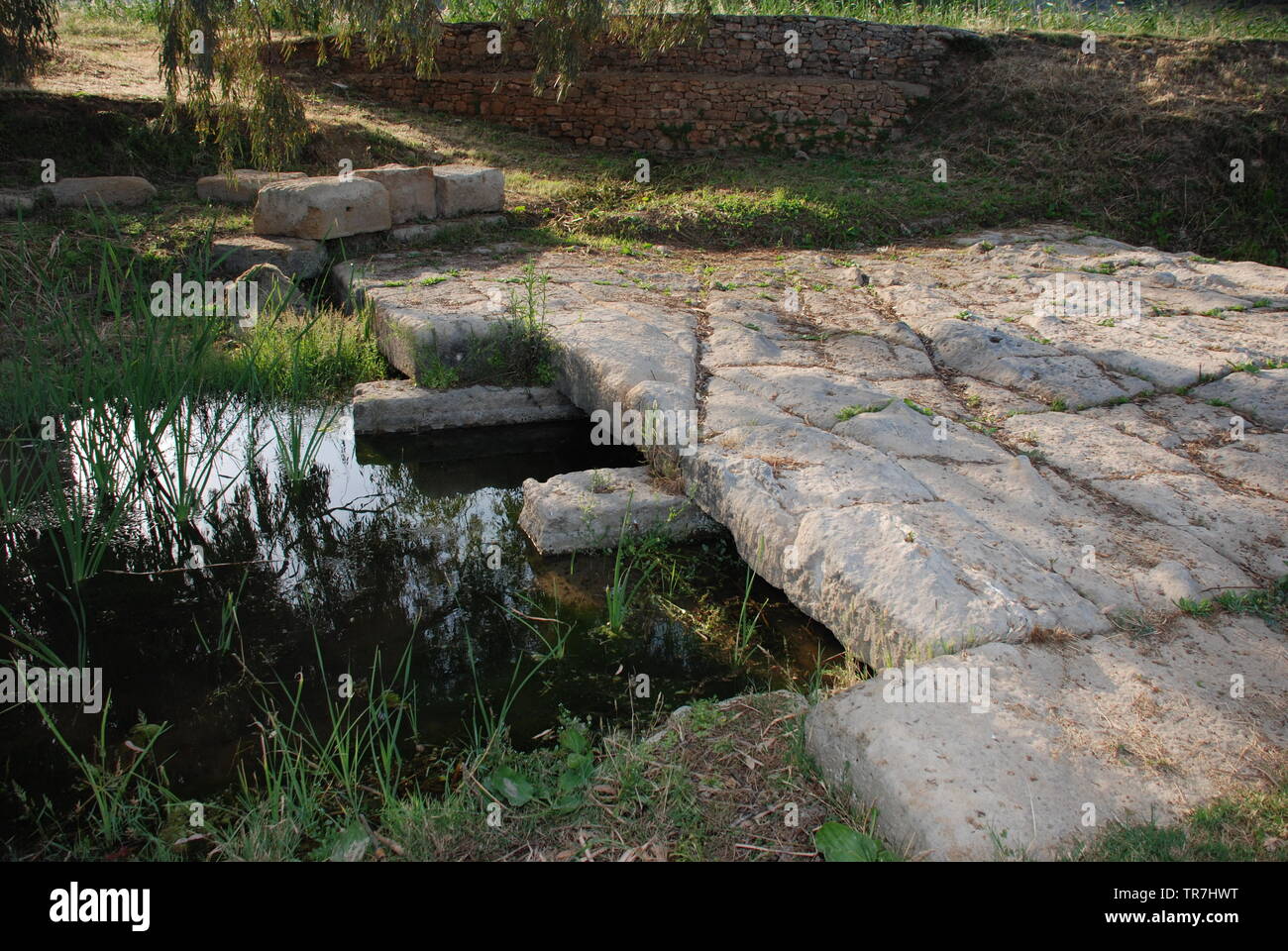 Ancient stone bridge at the ancient temple of goddess Artemis at ...