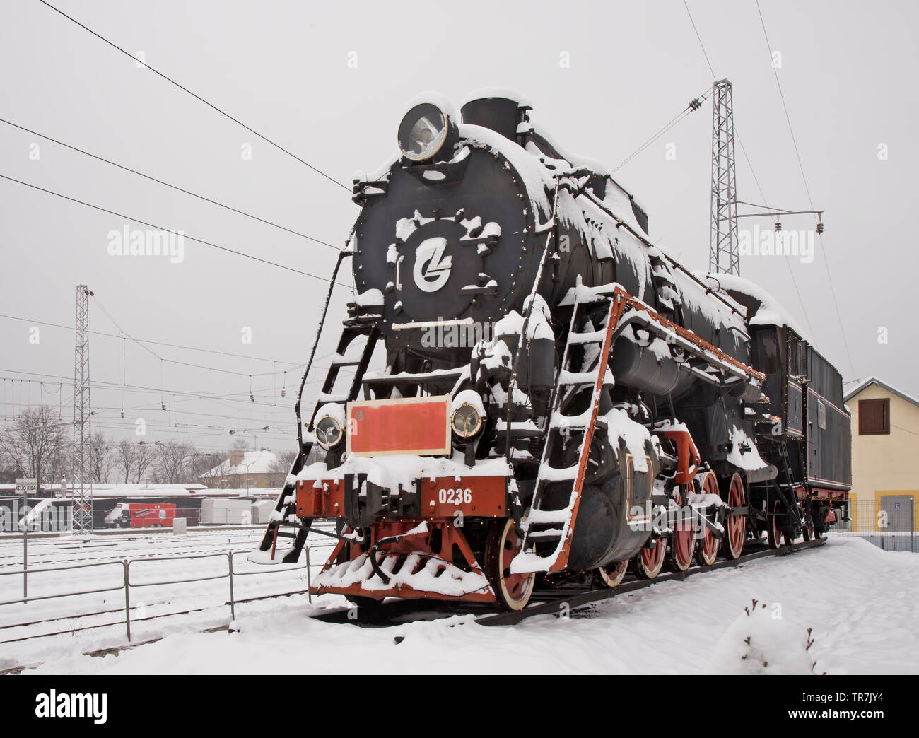 Steam locomotive at Vilnius railway station. Lithuania Stock Photo - Alamy