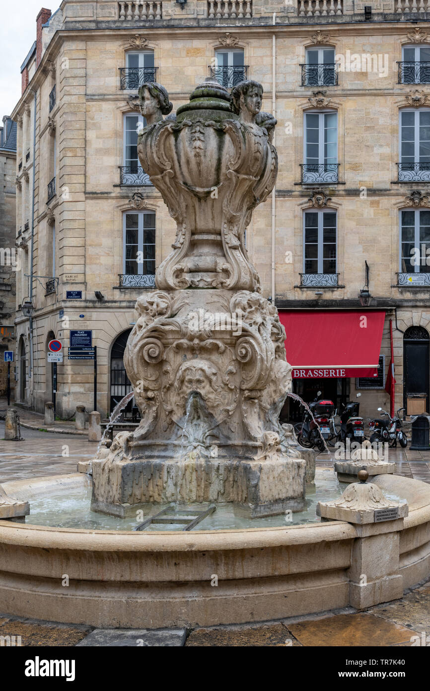Fontaine du Parlement located in Parliament Square in Bordeaux, France ...