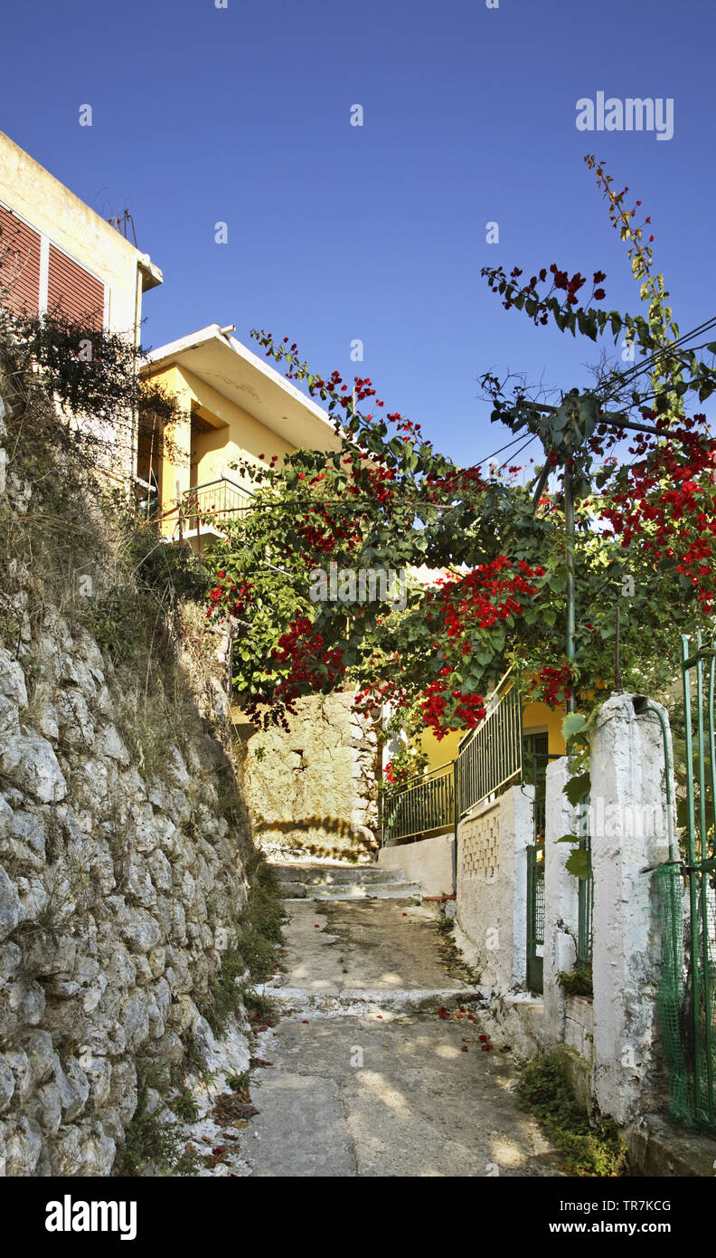 View of Lakones village. Corfu island. Greece Stock Photo - Alamy