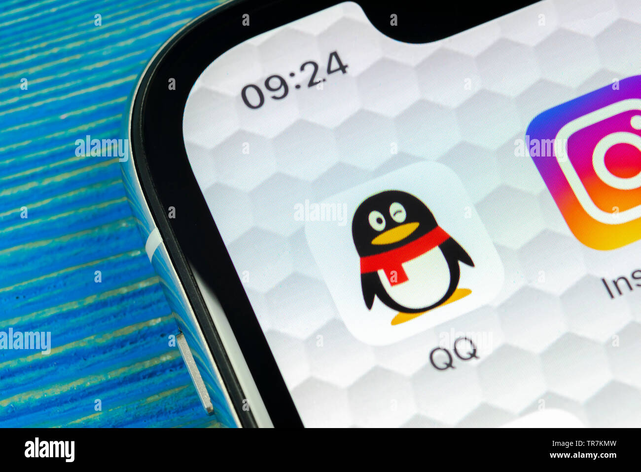 Sankt-Petersburg, Russia, June 20, 2018: QQ messenger application icon ...