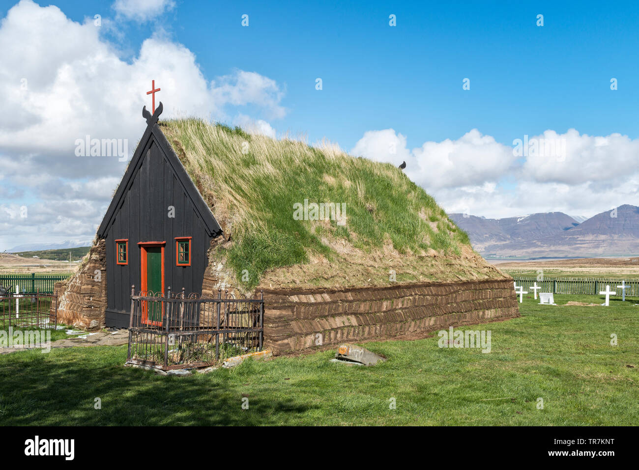 The old turf roofed church (1834) at Víðimýri, near Varmahlíð ...