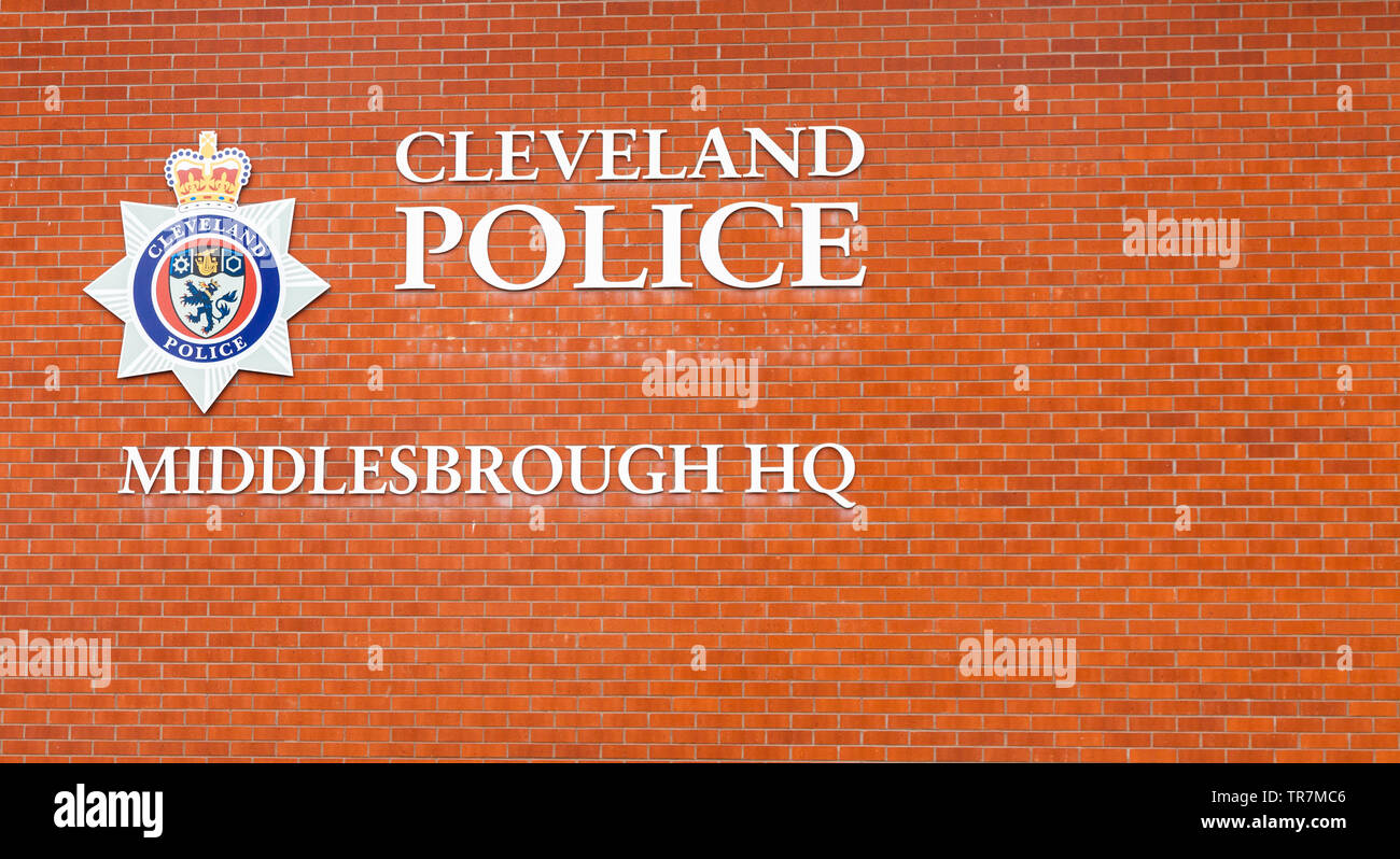 The sign on the building at Middlesbrough HQ for Cleveland Police ...